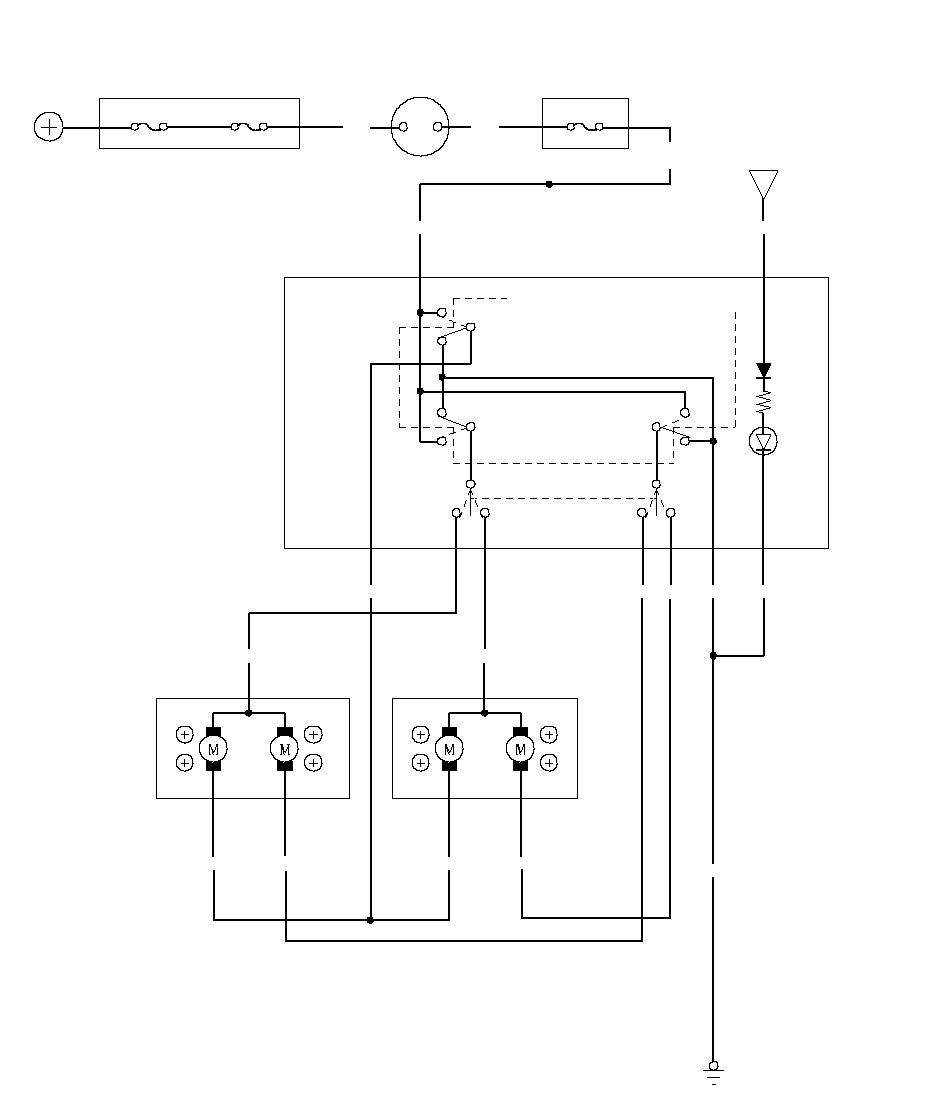 Power Mirrors Circuit Diagram - Without Power Retractor and Defogger